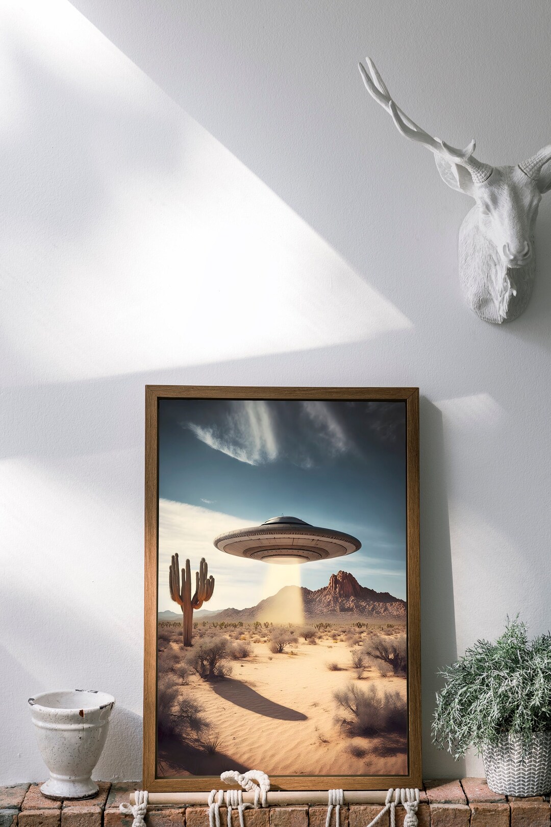 Desert UFO Art Print Digital Download Desert Landscape Poster Alien ...