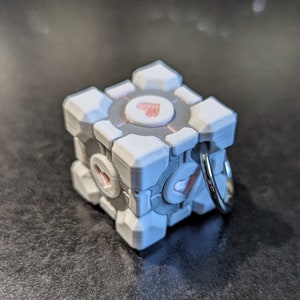 Companion Cube Color Accurate 3D Printed Keychain, New V2 With Key Ring ...