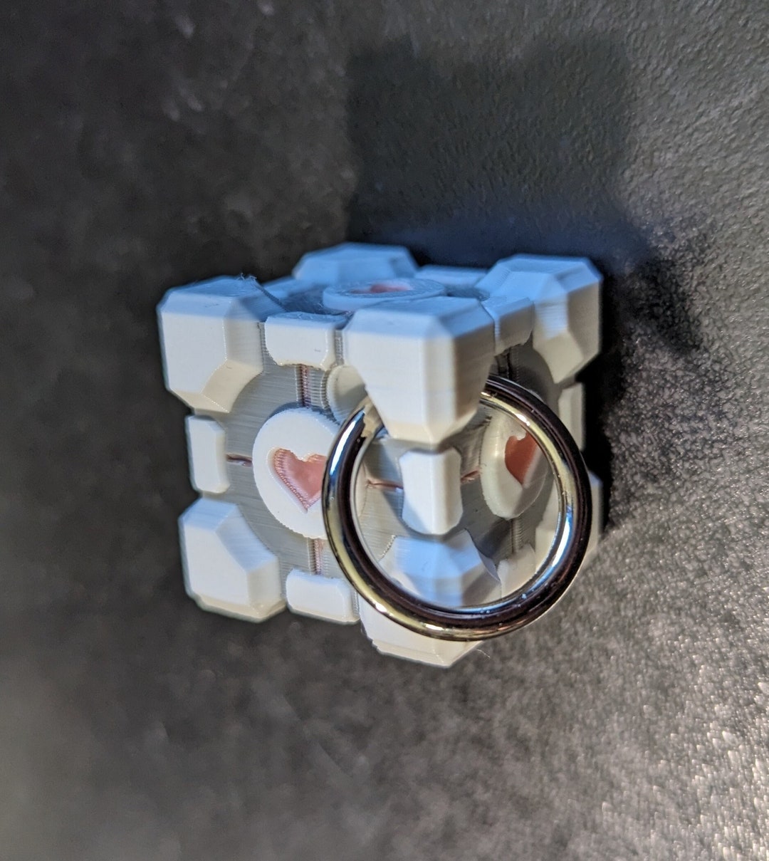 Companion Cube Color Accurate 3D Printed Keychain, New V2 With Key Ring ...