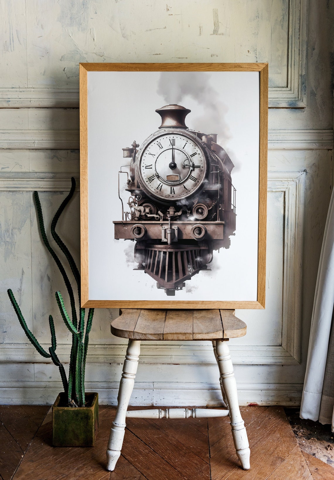 Timeless Steam: Steam Engine Clock Digital Download, Train Enthusiast ...
