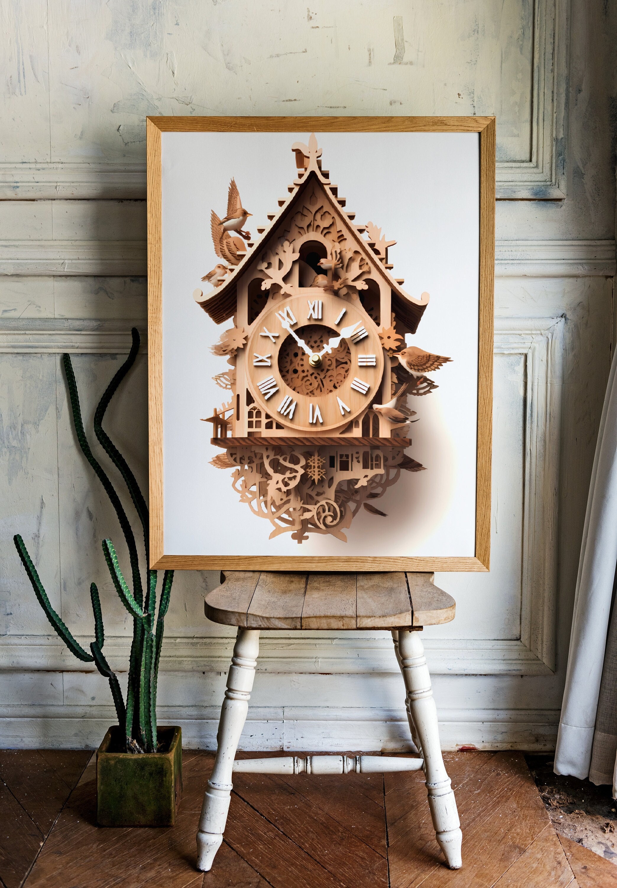 Ethereal Symphony: Intricate Abstract Cuckoo Clock Digital Download ...