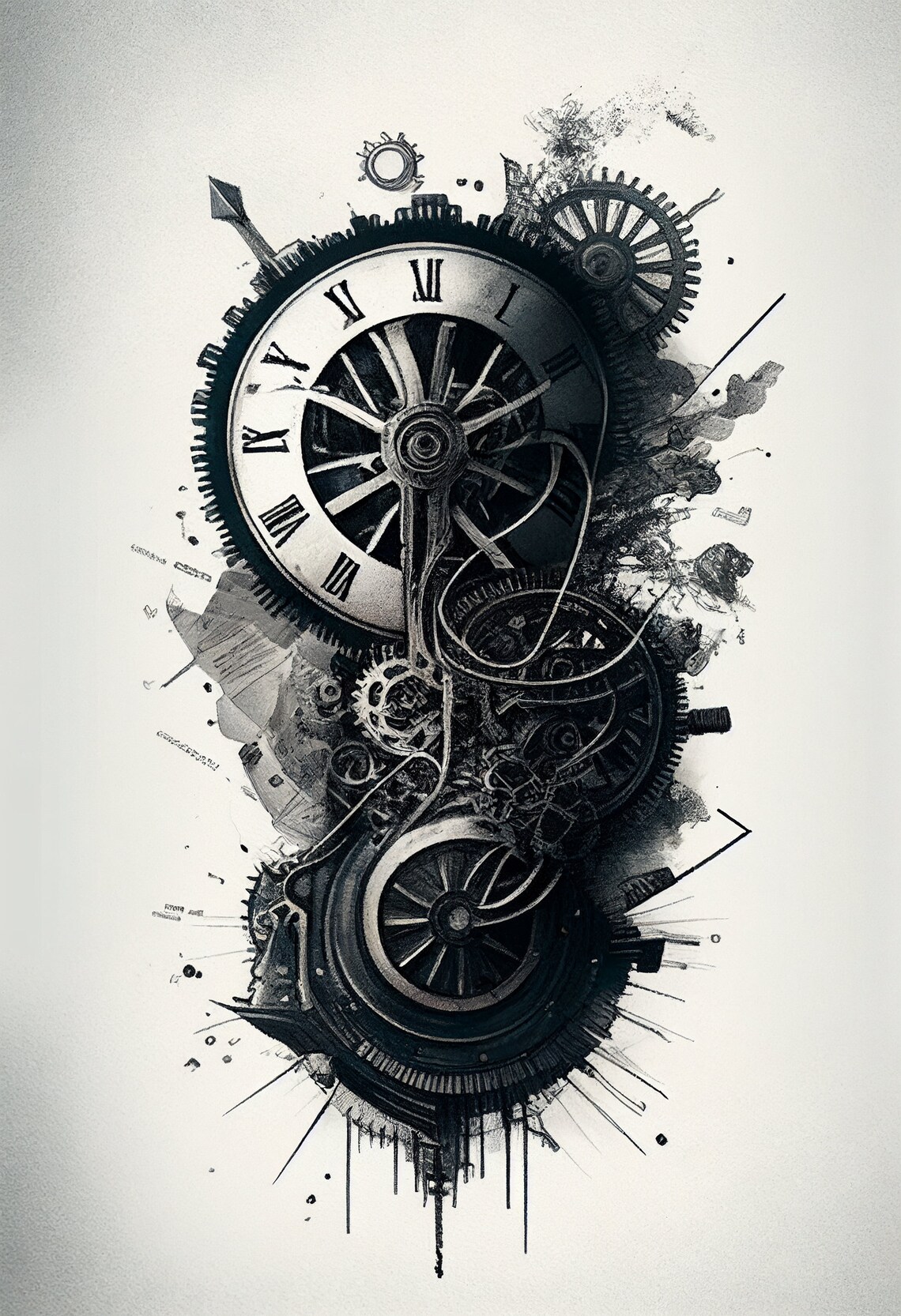Mechanical Symphony Clock Digital Download - Abstract Gears Wall Art ...