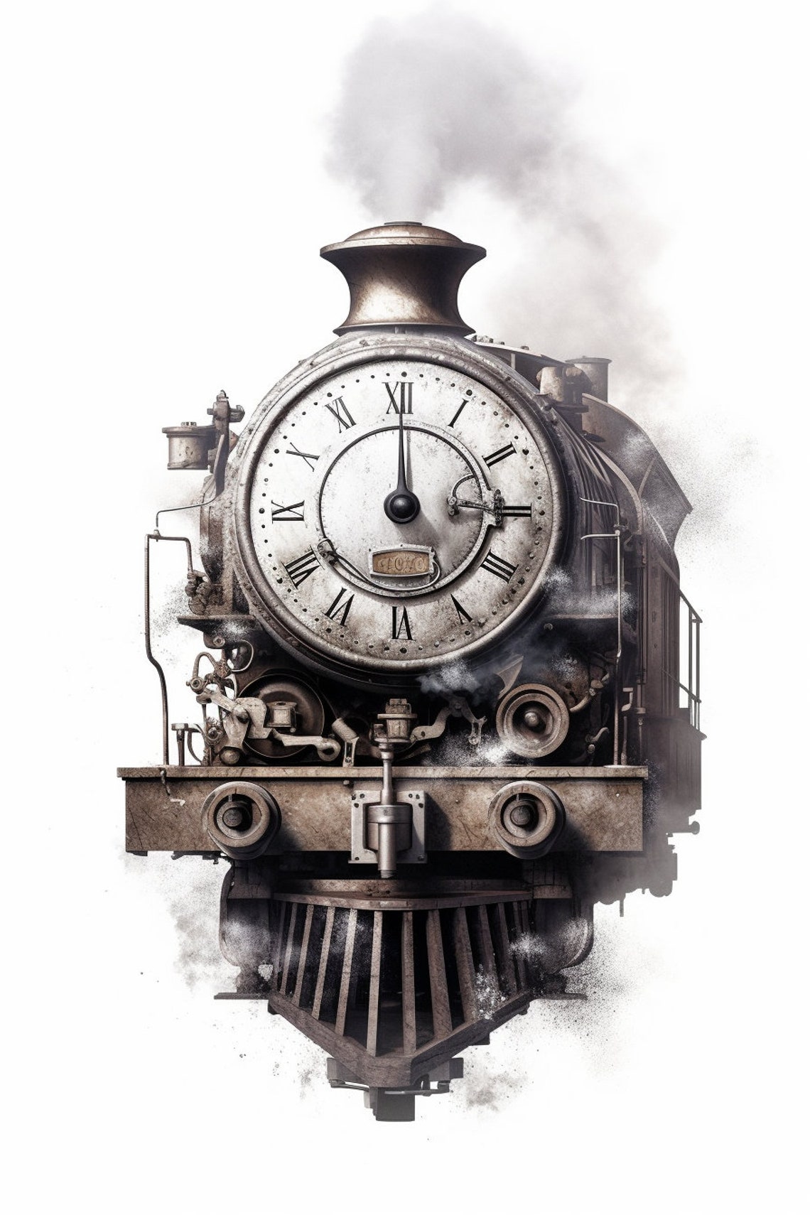 Timeless Steam: Steam Engine Clock Digital Download, Train Enthusiast ...