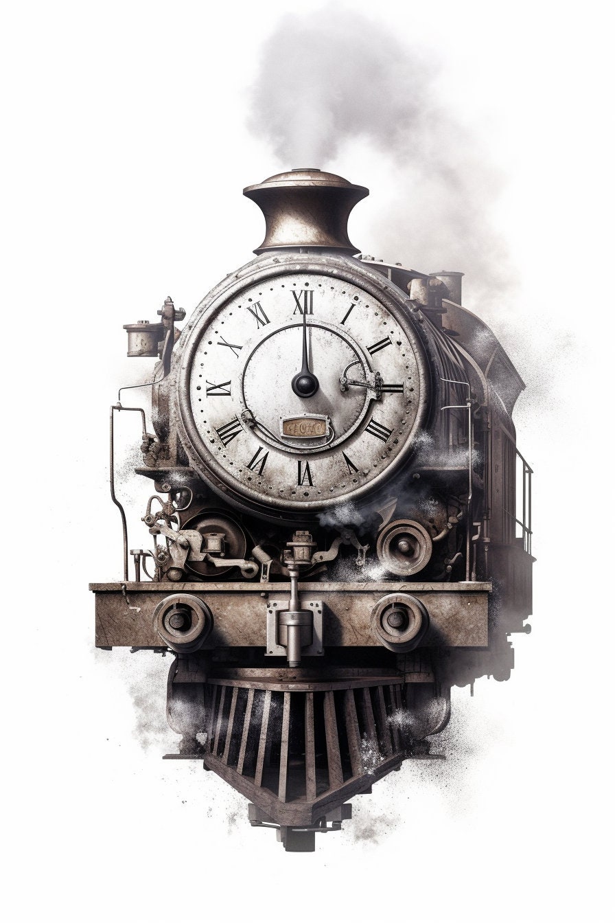 Timeless Steam: Steam Engine Clock Digital Download, Train Enthusiast ...