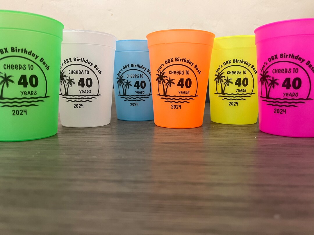 Custom 40th Birthday Tumblers: Tropical Beach Party Favors - Etsy