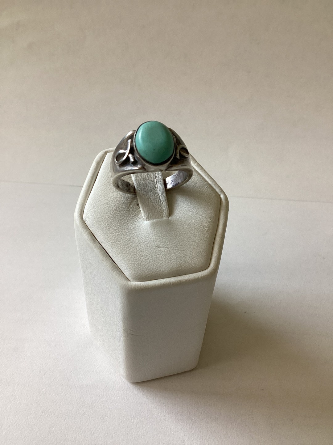 Navajo Turquoise Ring Signed Ted Ott Pastel Turquoise Heavy Design Size ...
