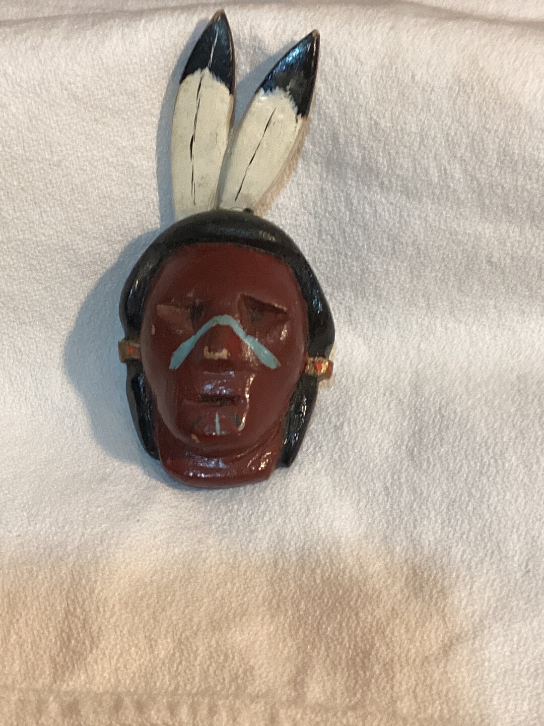 Vintage Superb Hand Carved Native American Scarf Slide Signed Russell ...