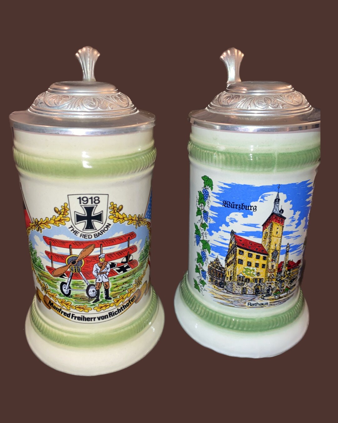 German Beer Stein MUG | Lidded | Red Baron | Serving | Beer Drinkers ...