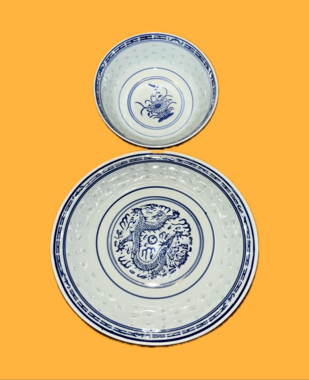 2 Vtg Porcelain Rice Bowls | Antique | Translucent Broth Bowls ...