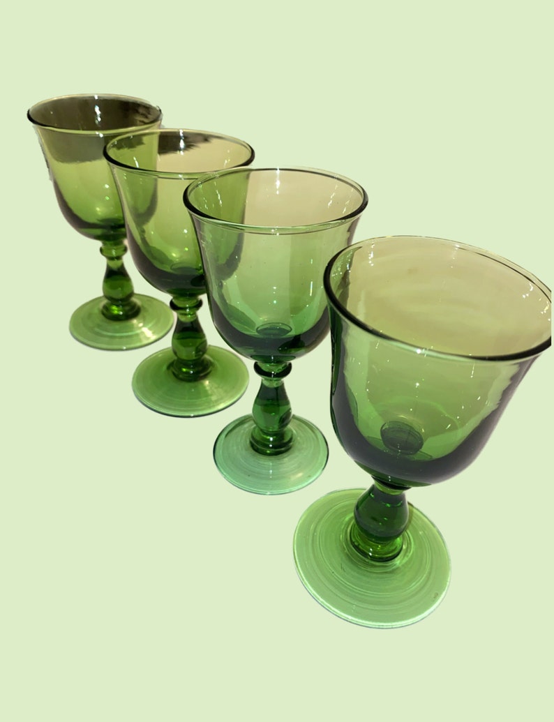 Mini Wine Water Goblets Green Stemmed Glassware, Drinkware Kitchen ...
