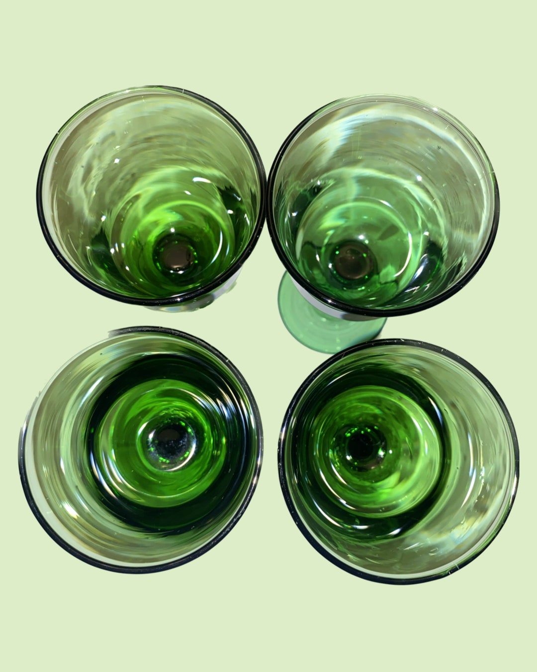 Mini Wine Water Goblets Green Stemmed Glassware, Drinkware Kitchen ...