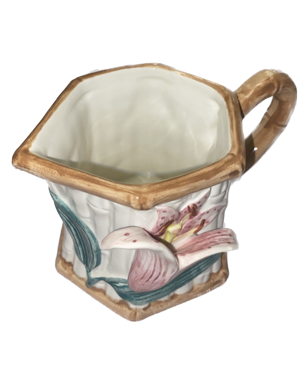 3D Asian Lily Mug Creamer Pitcher | Ceramic | Embossed | Collectible ...
