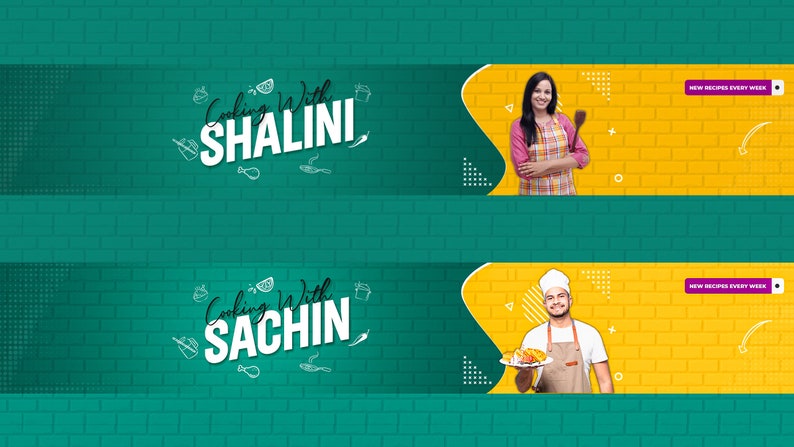 Cooking Youtube Channel Banner Template | Youtube Channel Art - Etsy