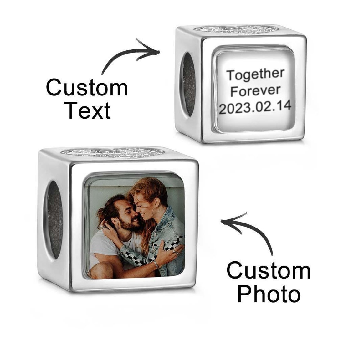 Personalized Photo Charm Custom Photo Engraved Charm Square - Etsy