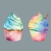 Watercolor Rainbow Cupcake Clipart Png Bundle and Sweets, Dessert ...