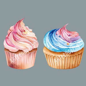 Watercolor Rainbow Cupcake Clipart Png Bundle and Sweets, Dessert ...