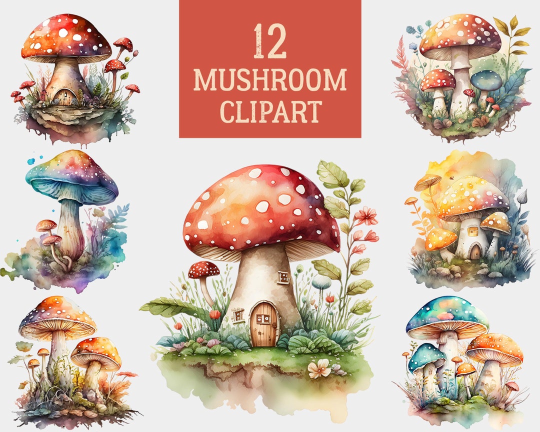 Watercolor Magic Mushrooms Clipart Forest Nature Mushroom Clip Art PNG ...