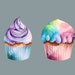Watercolor Rainbow Cupcake Clipart Png Bundle and Sweets, Dessert ...