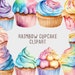 Watercolor Rainbow Cupcake Clipart Png Bundle and Sweets, Dessert ...