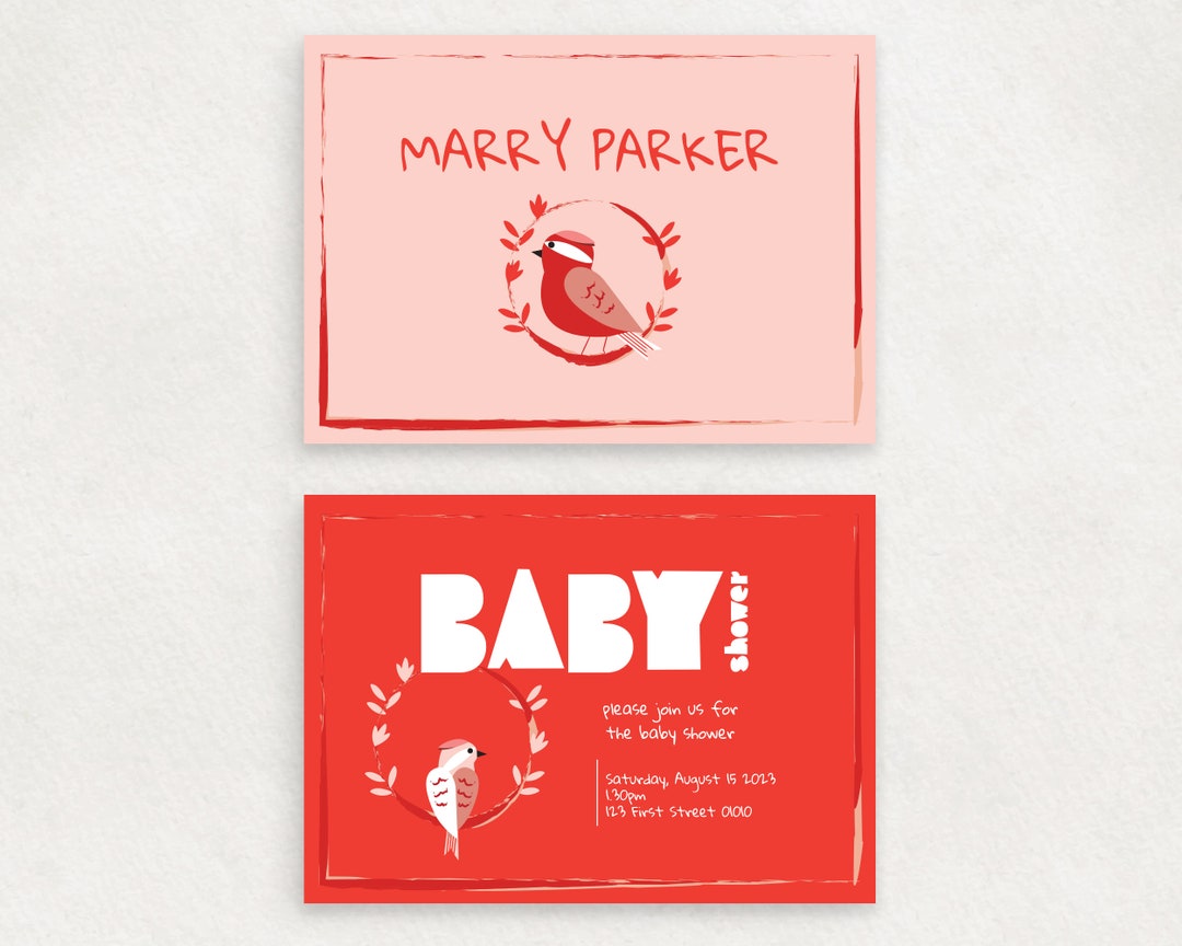 Baby Shower Invitation Red Printable Digital Invitation Baby Shower ...