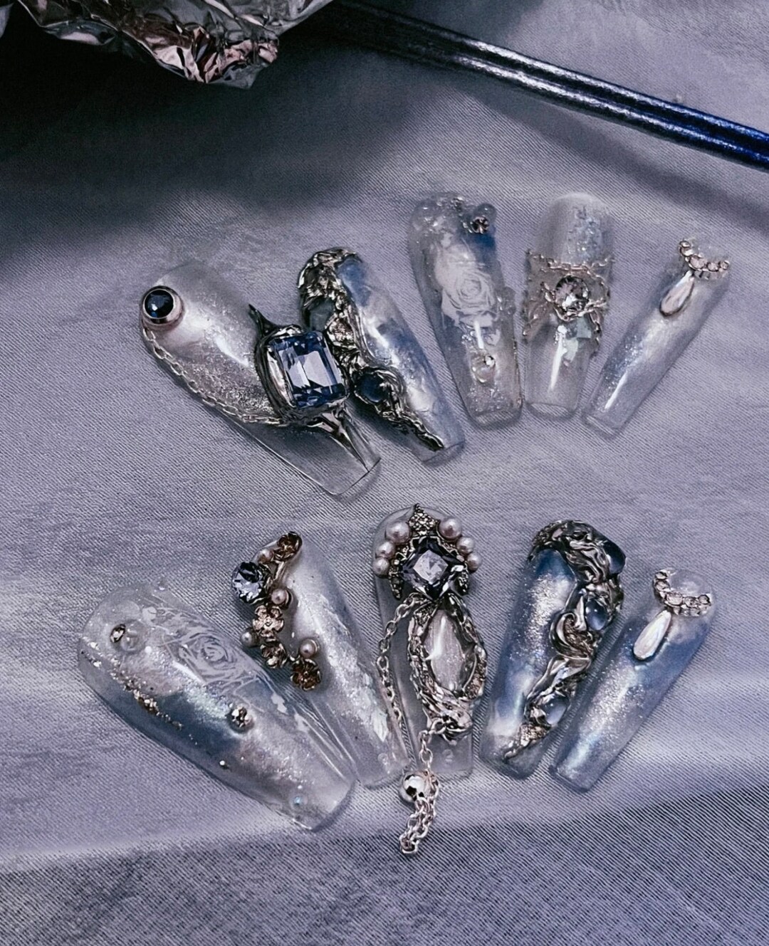 Regal Themed Press on Luxury Nail, "regal Rose", Floral Inspired, Y2K ...