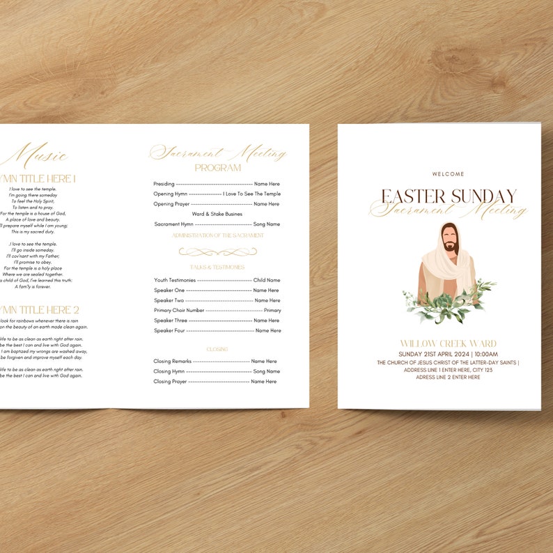 LDS Easter Service Program Editable Template - Minimal Editable ...
