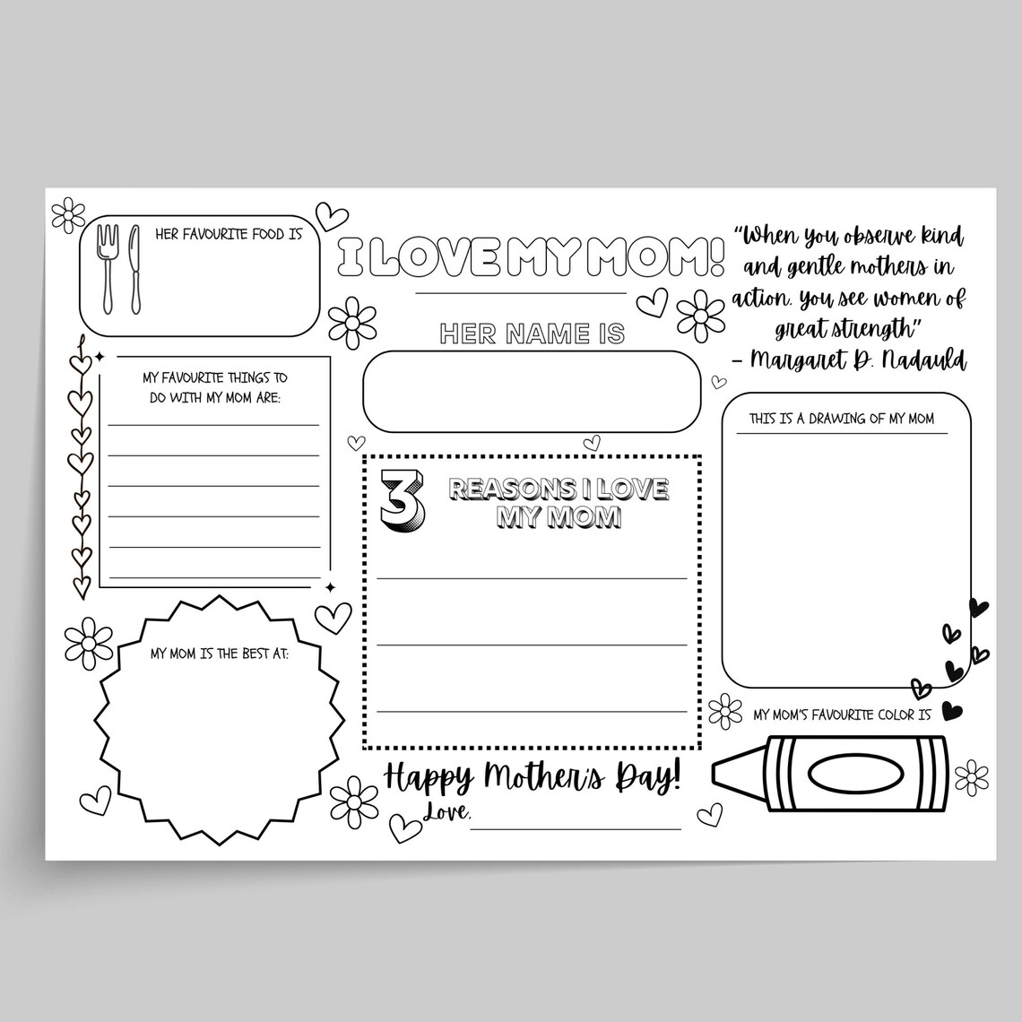 LDS Primary Mothers Day Worksheet, Lds Activity Sheet, Instant Download ...