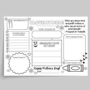LDS Primary Mothers Day Worksheet, Lds Activity Sheet, Instant Download ...