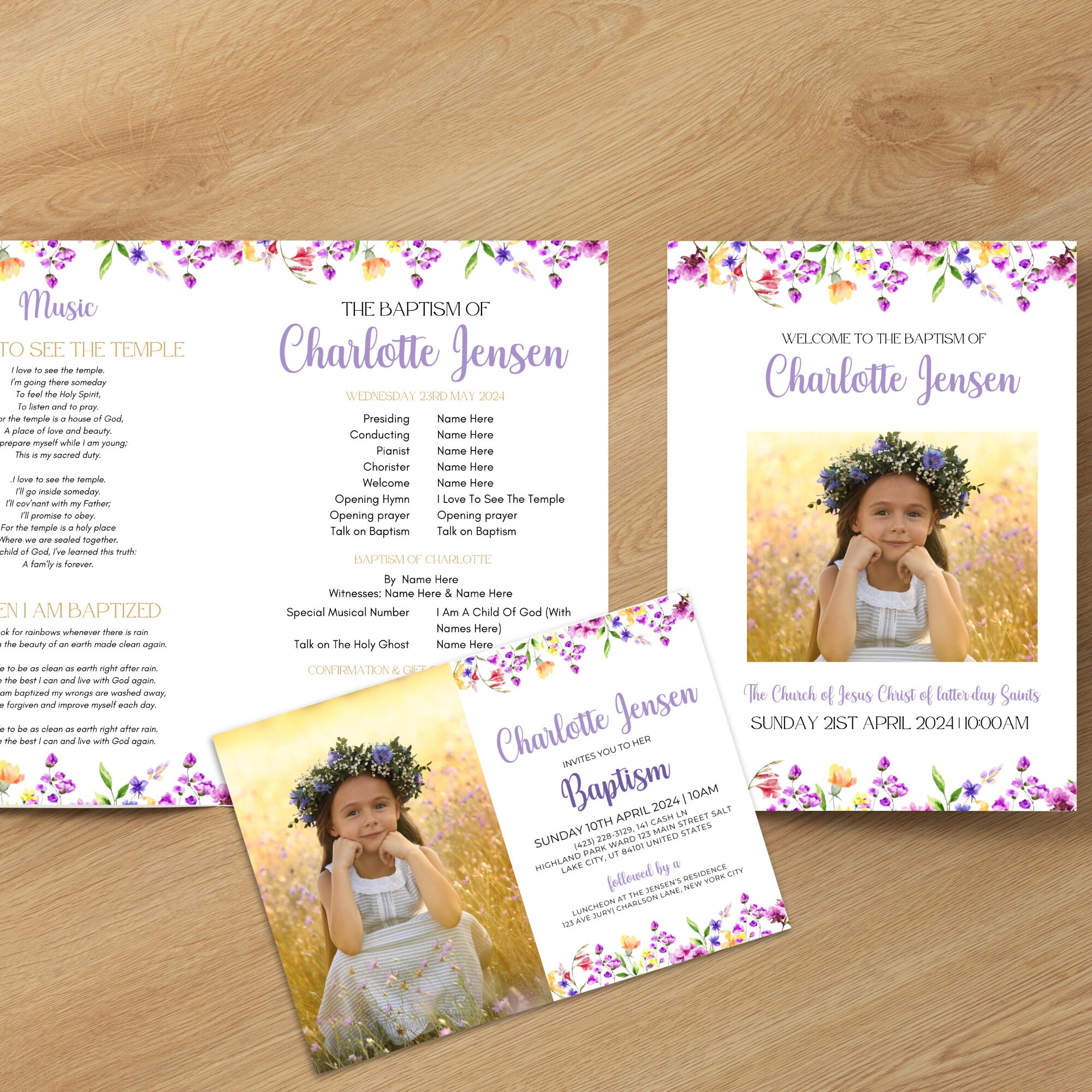 LDS Baptism Program Editable Template - Minimalistic Editable Template ...