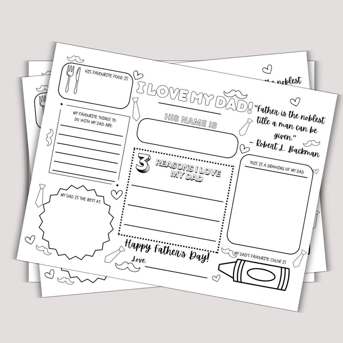 LDS Primary Fathers Day Worksheet, Lds Activity Sheet, Instant Download ...