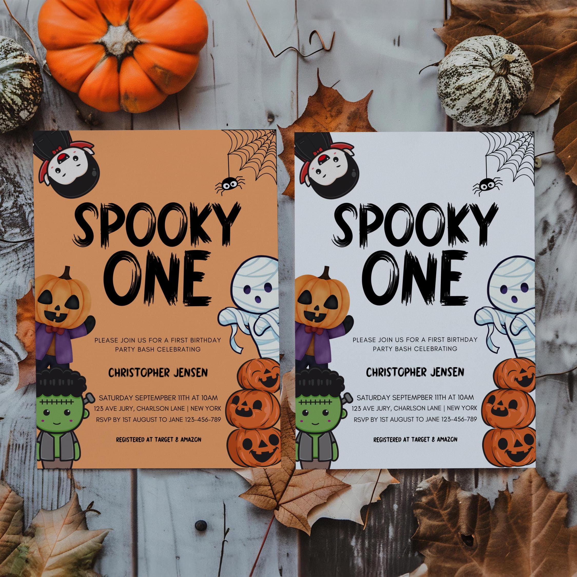 Spooky One First Birthday Invitation, Editable Template, Halloween ...