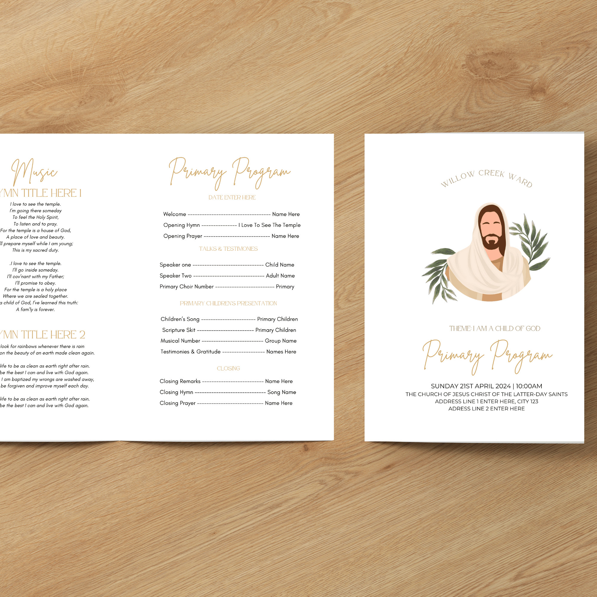 LDS Primary Program Editable Template - Minimalistic Editable Template ...