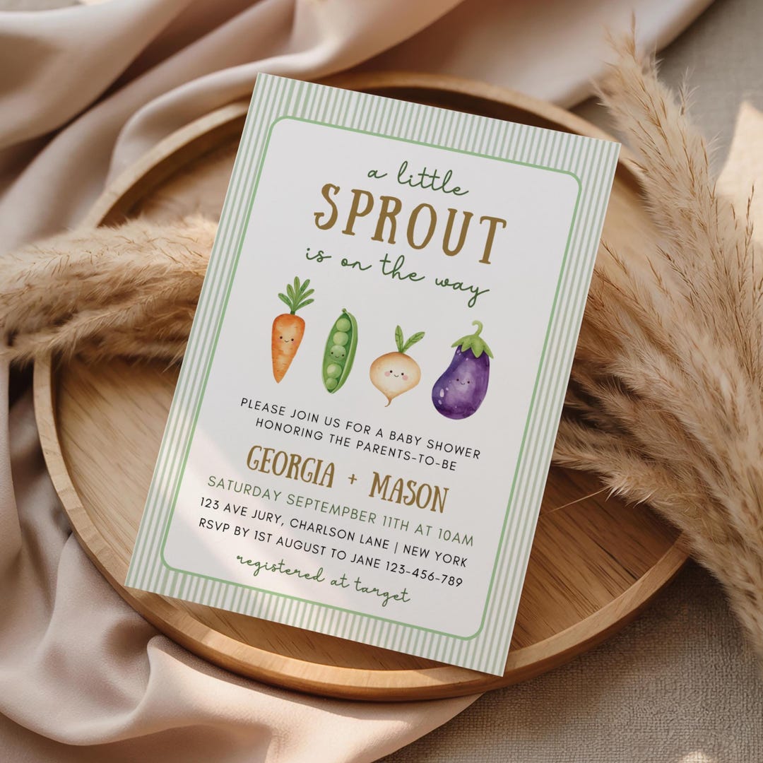 Little Sprout Baby Shower Invitation, Farmers Market Baby Shower Invite ...