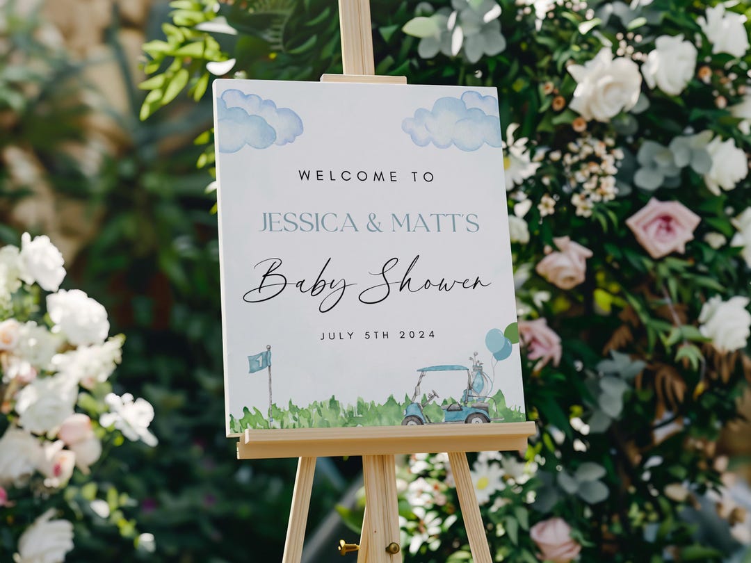 Little Putter Baby Shower Welcome Sign Template, Golf Baby Shower Sign ...