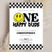 One Happy Dude First Birthday Invitation - Happy Dude Invite, Smiley ...