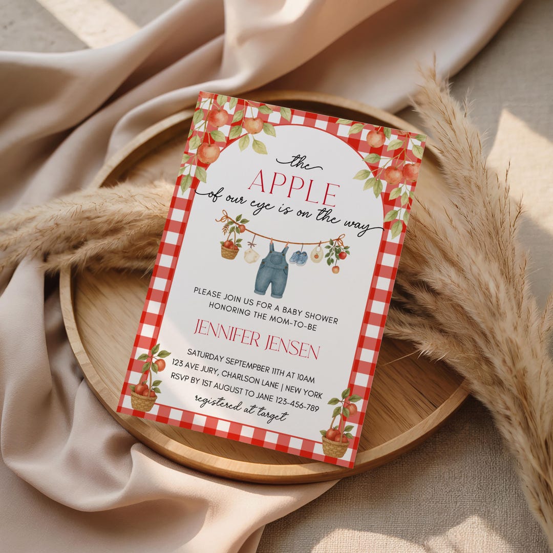 Apple Baby Shower Invitation, Rustic Fall Theme (editable Template) - Etsy