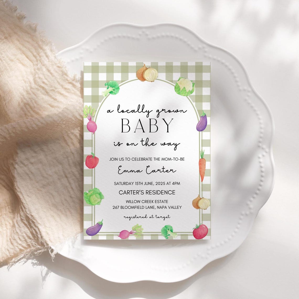 Locally Grown Baby Shower Invitation Template, Farmers Market Baby ...