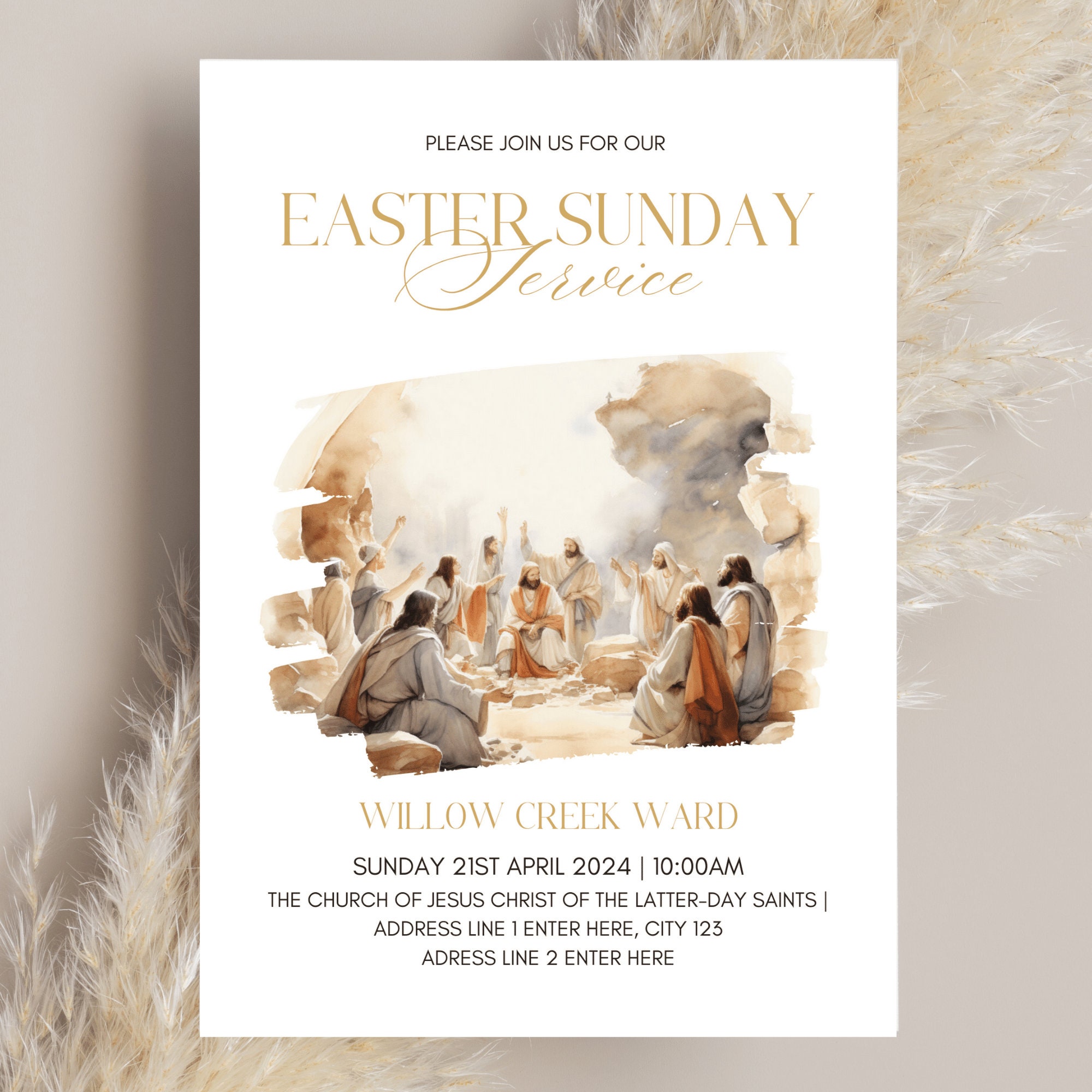 LDS Easter Sunday Service Invitation Template - Minimalistic, He is ...