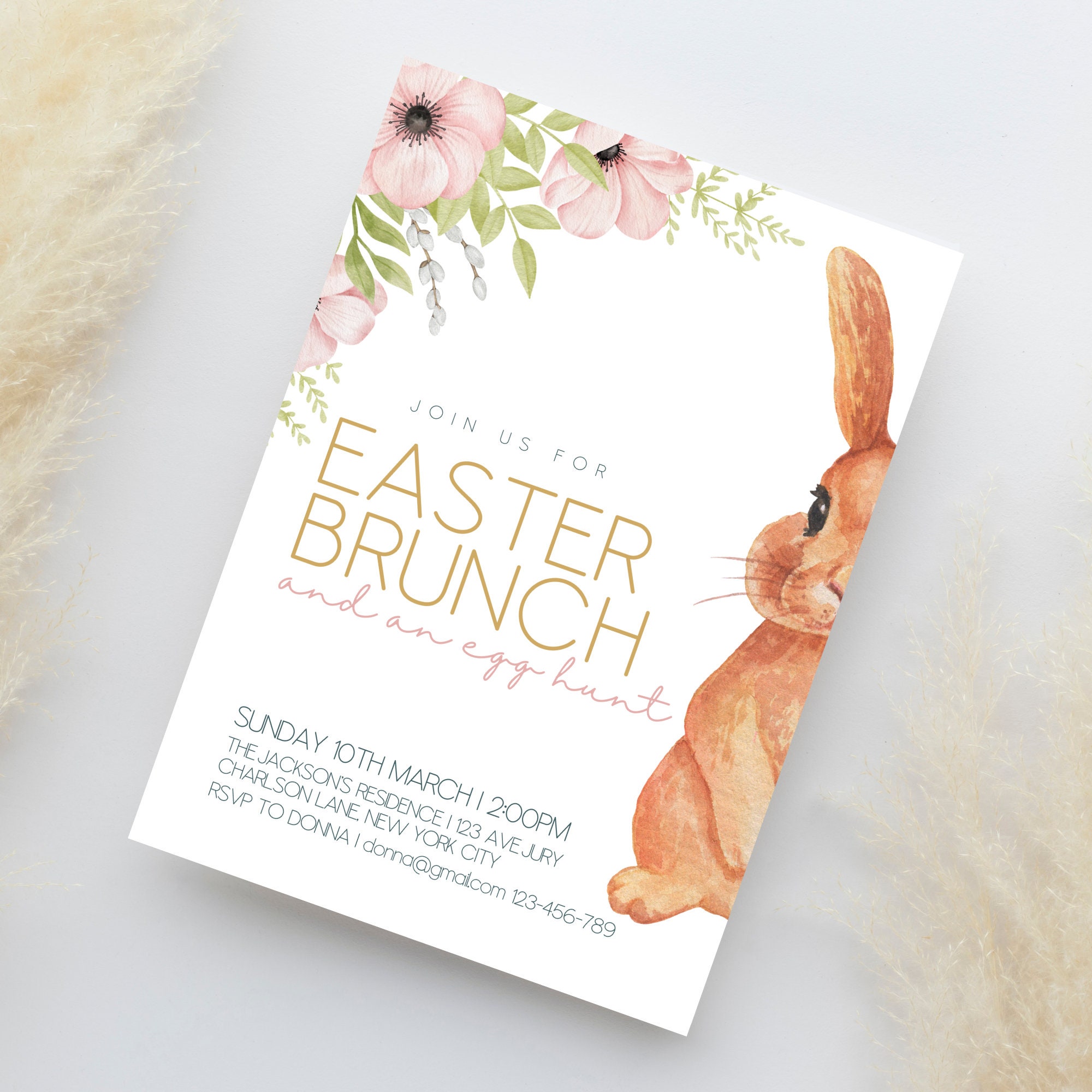 Easter Brunch Invitation Template Easter Invite, Brunch and Egg Hunt ...