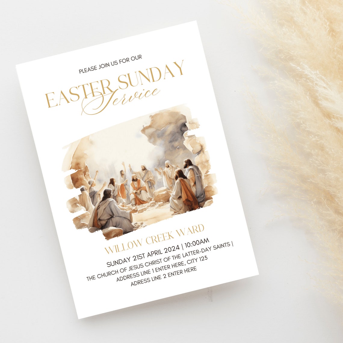 LDS Easter Sunday Service Invitation Template Minimalistic, He is Risen ...