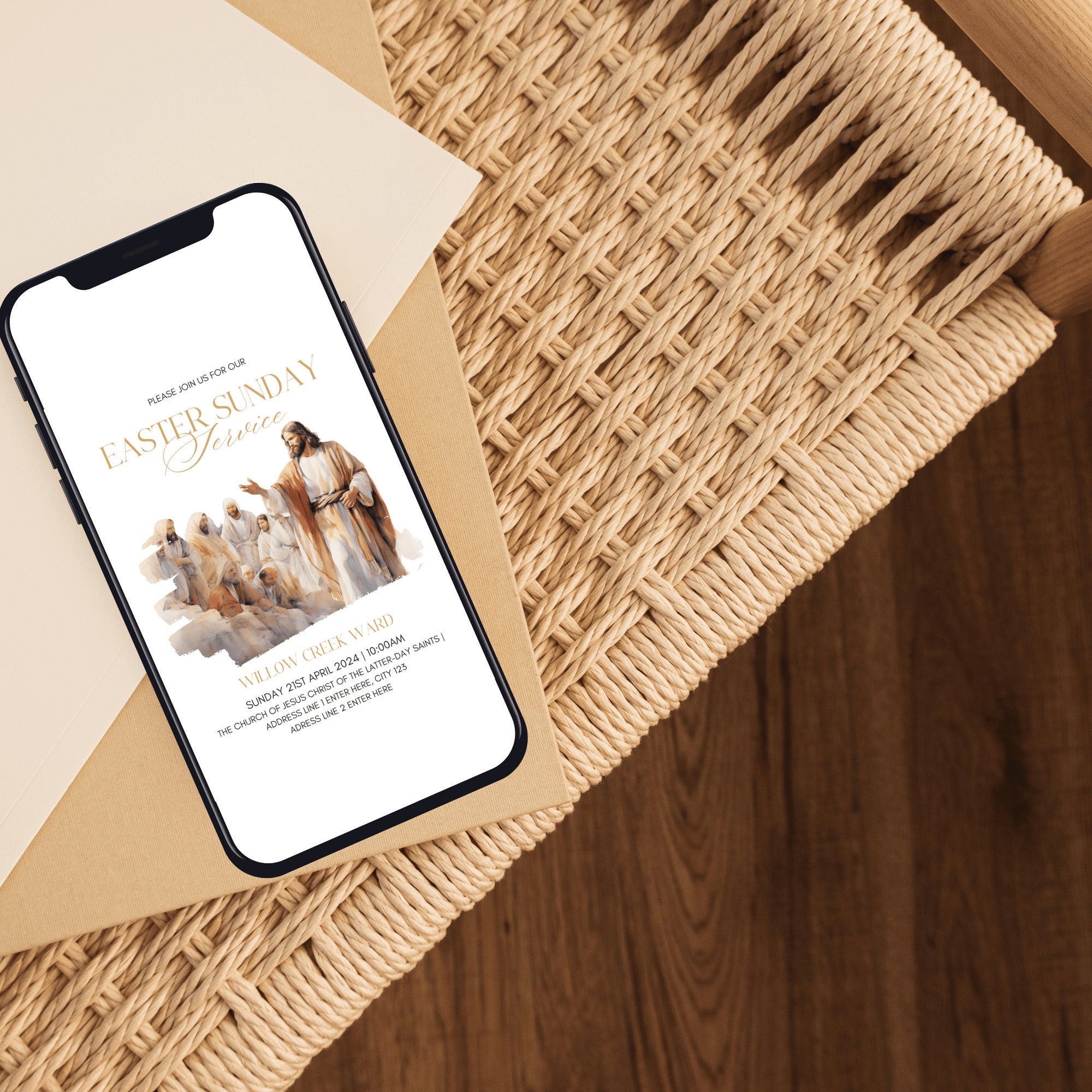 LDS Easter Sunday Service Invitation Template - Minimalistic, He is ...