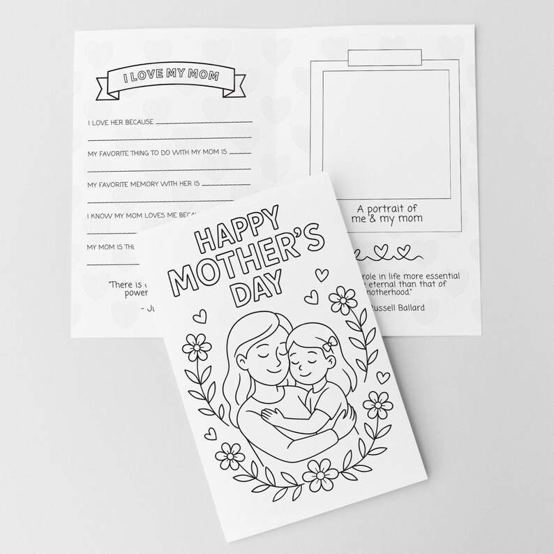 LDS Primary Mothers Day Card, Activity Sheet, Instant Download, Primary ...