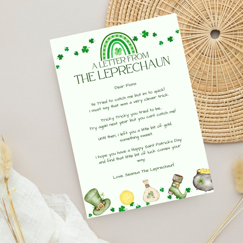 Leprechaun Letter Printable Template Editable Letter From Leprechaun ...