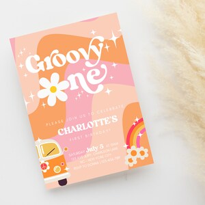 Groovy One First Birthday Invitation Template, Groovy First Birthday ...