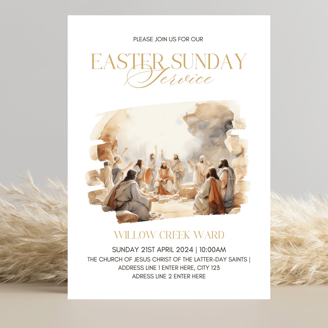 LDS Easter Sunday Service Invitation Template - Minimalistic, He is ...
