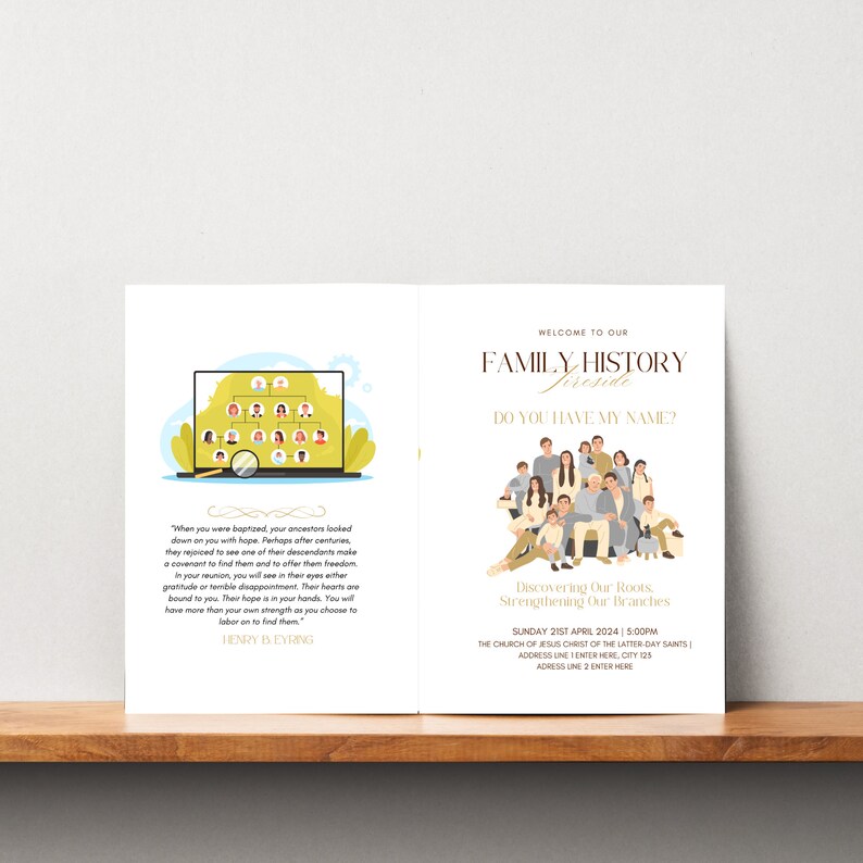 LDS Family History Fireside Program Editable Template - Minimal ...