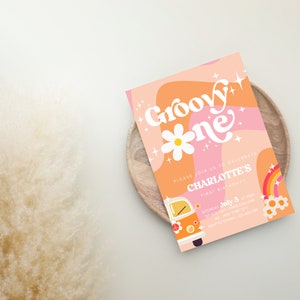 Groovy One First Birthday Invitation Template, Groovy First Birthday ...