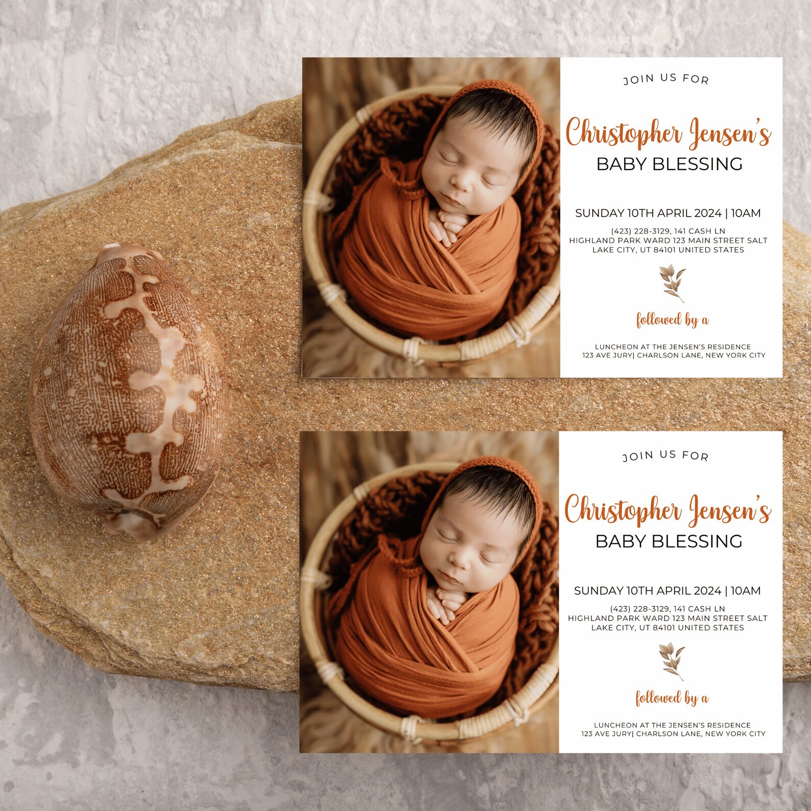 Minimalistic LDS Baby Blessing Christening Baptism Editable Invite ...