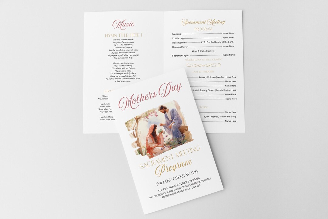 LDS Mothers Day Program Editable Template - Editable Template, LDS ...
