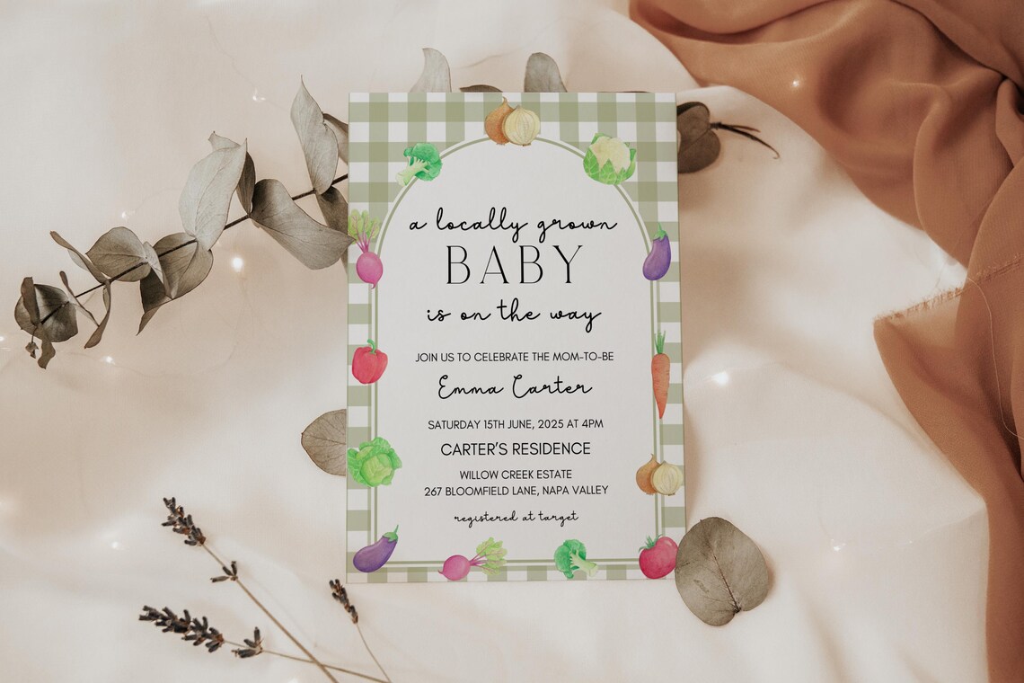 Locally Grown Baby Shower Invitation Template, Farmers Market Baby ...